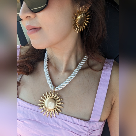 Zara | Jewelry | Zara Sun Cord Necklace With Nautical Rope Golden White ...